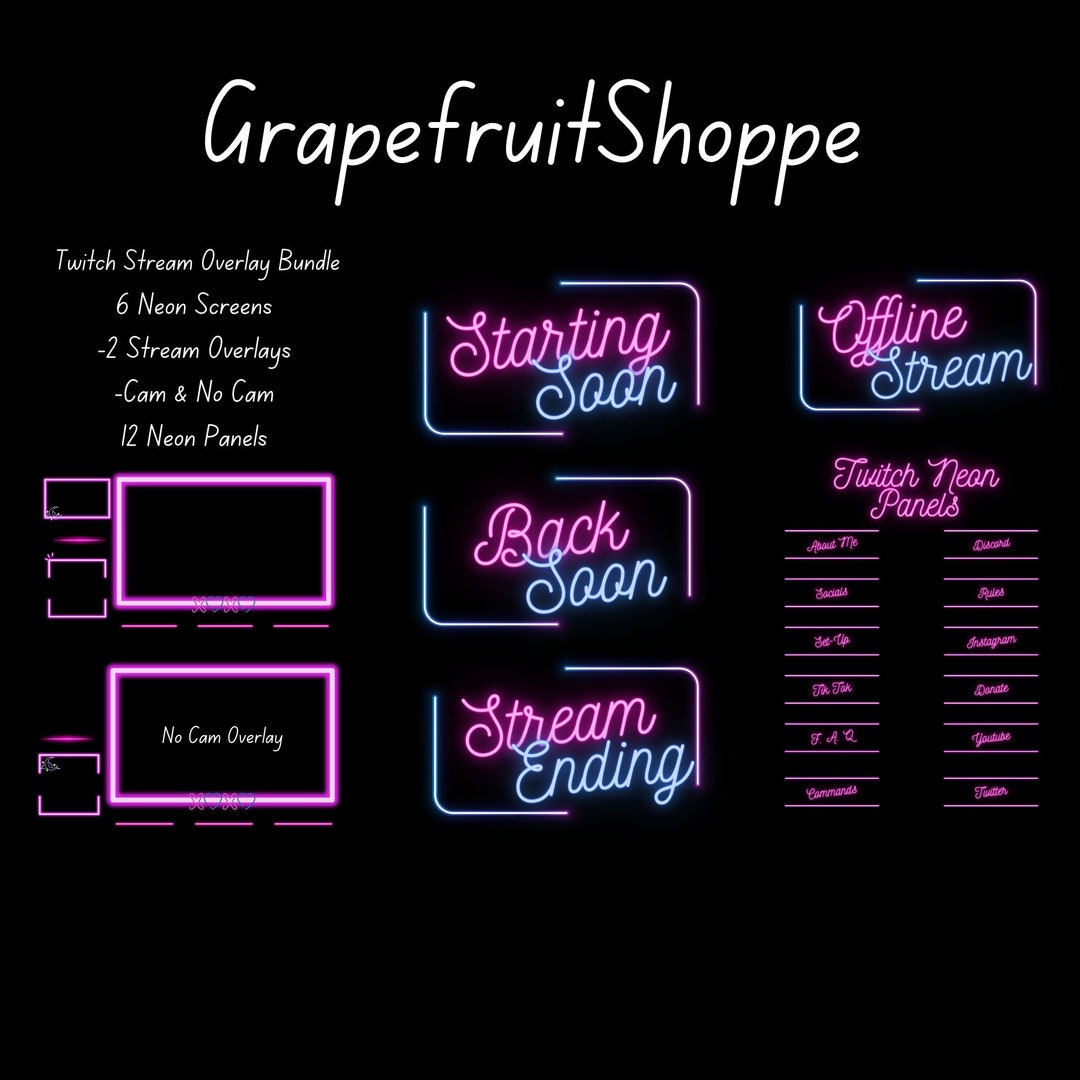 Twitch Stream Overlay Bundle Pink Neon Overlay Animated - Etsy