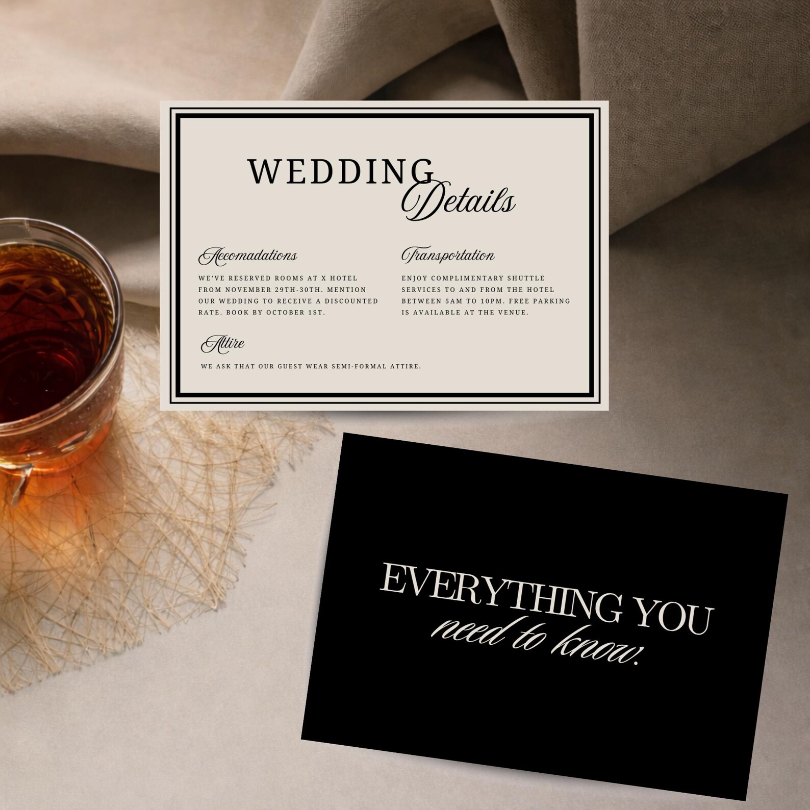 Black Old Money Wedding Invitation Suite, Classic Ivory Wedding Invite ...