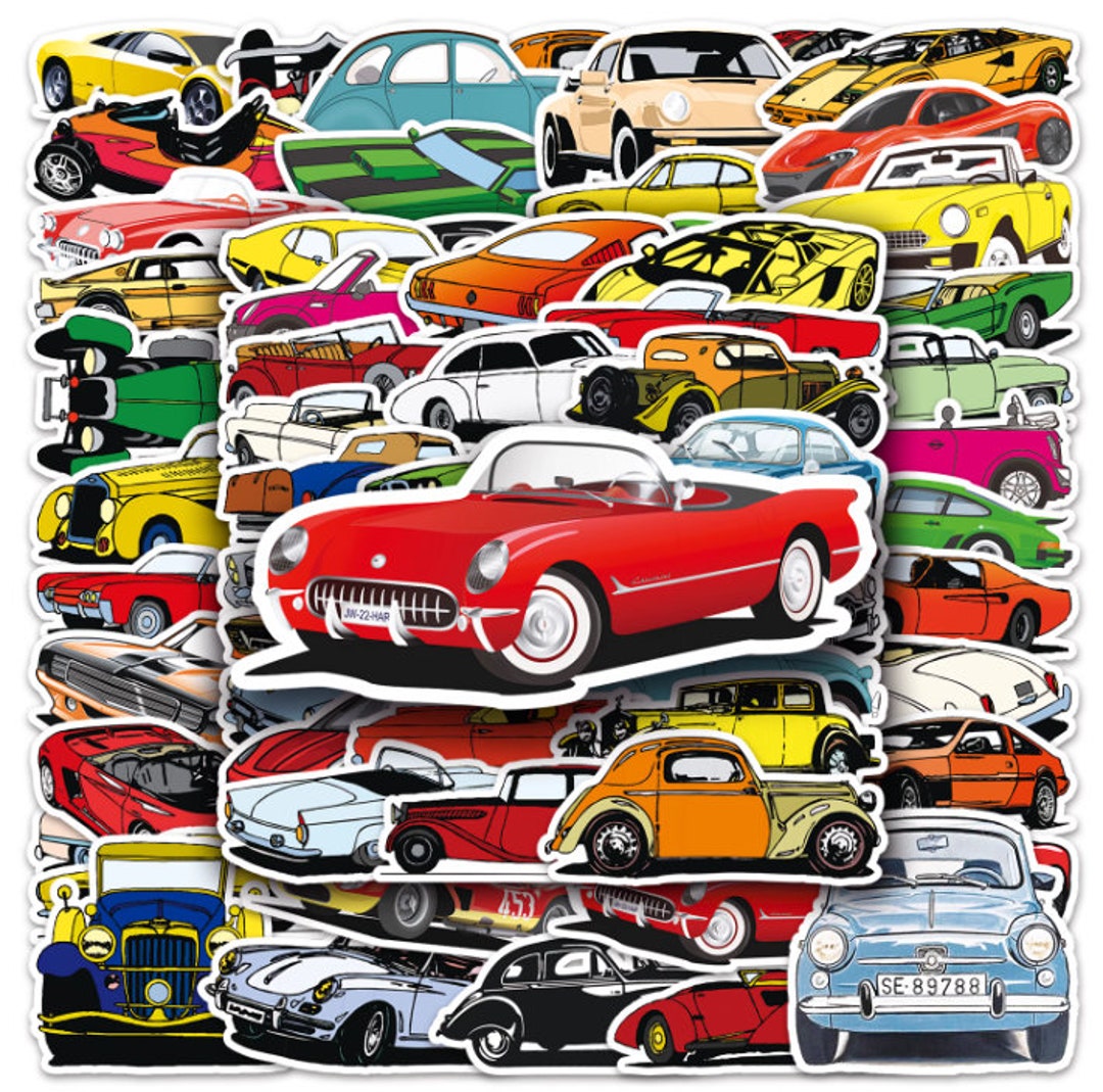 51pcs Classic Cars Theme Waterproof Stickersbeetlevintage - Etsy