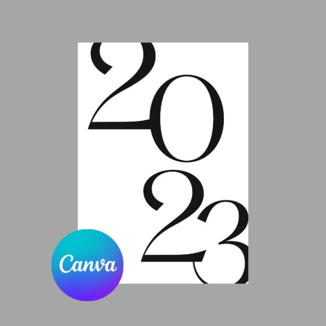 CANVA TEMPLATE 2023 Calendar - Black and White - Elegant - A4 - Etsy