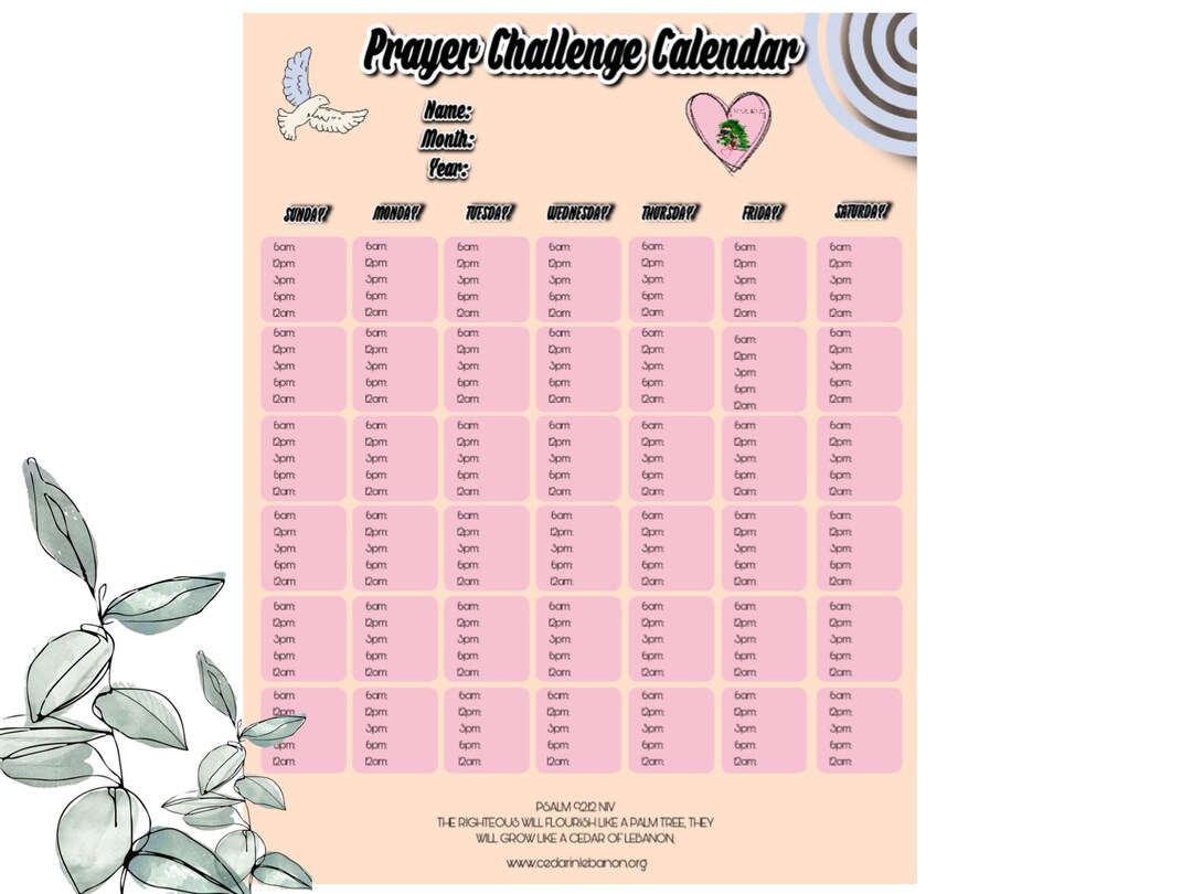 Christian Prayer Challenge Calendar Instant Download Good Notes Pdf ...
