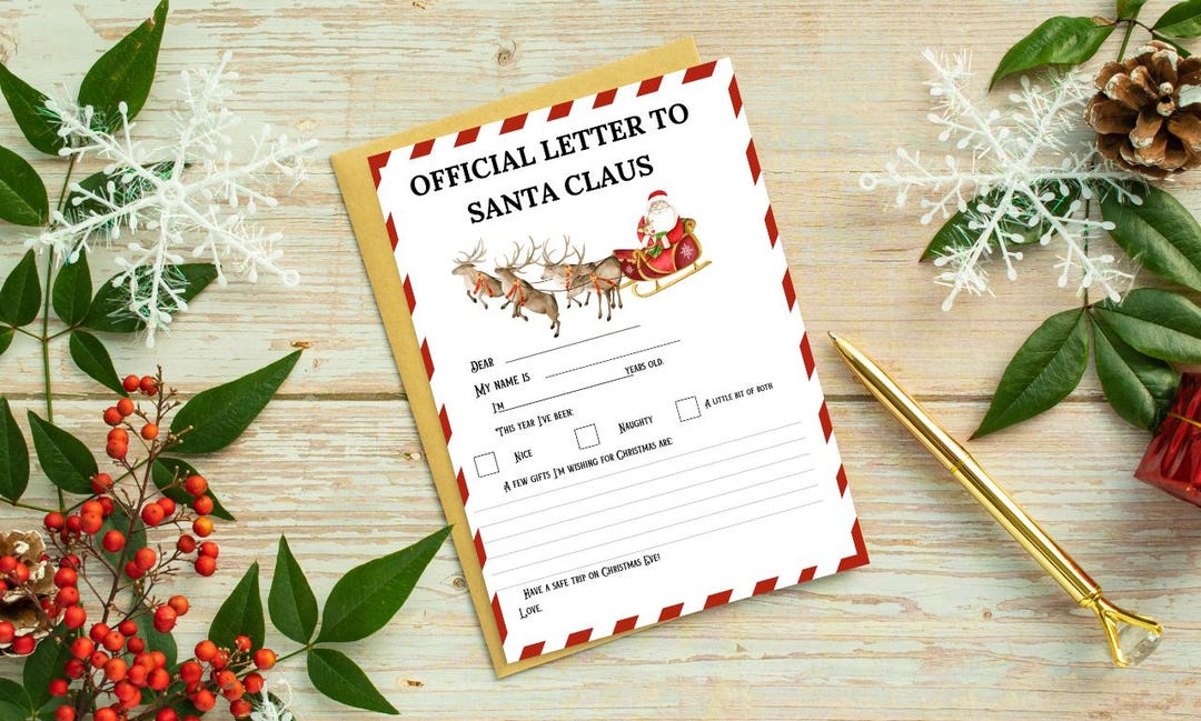 Official Letter to Santa Claus, Letter to Santa Printable, Santa Wish ...