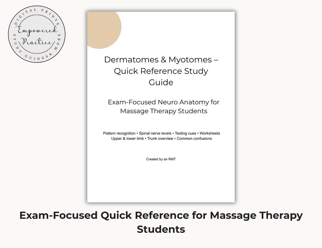 Dermatomes, Myotomes Quick Reference Study Guide | Exam-focused Neuro ...
