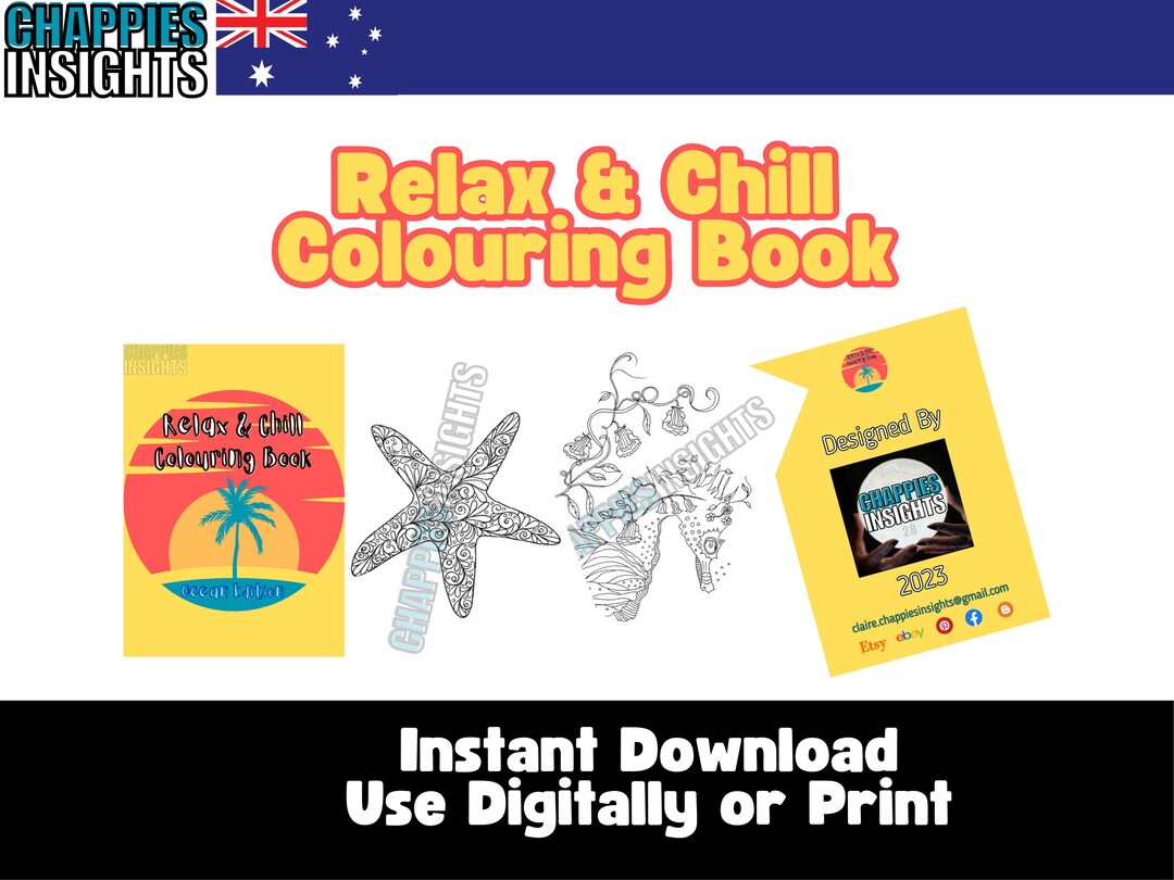 Relax & Chill Colouring Book Ocean Edition - Etsy