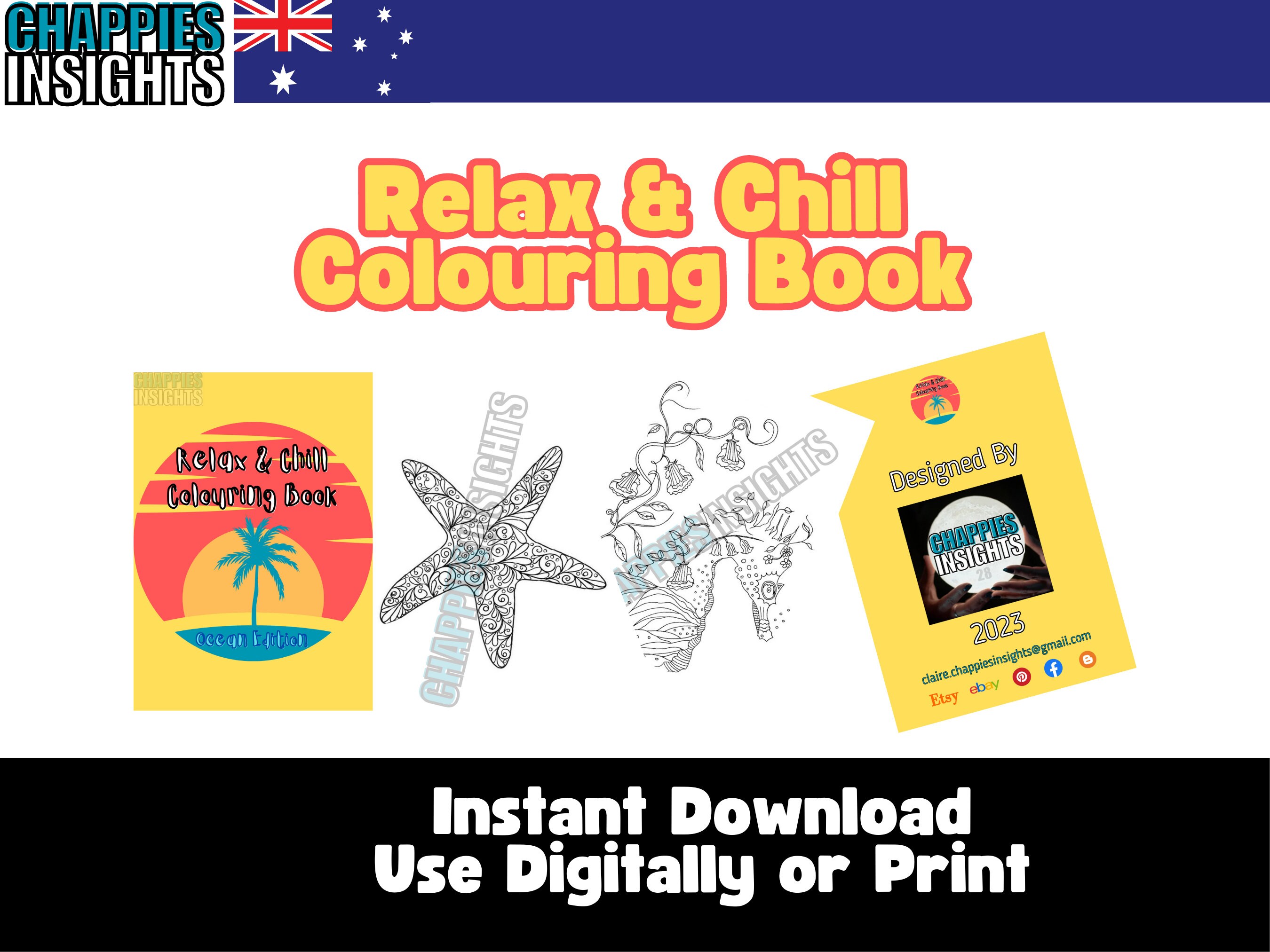 Relax & Chill Colouring Book Ocean Edition - Etsy
