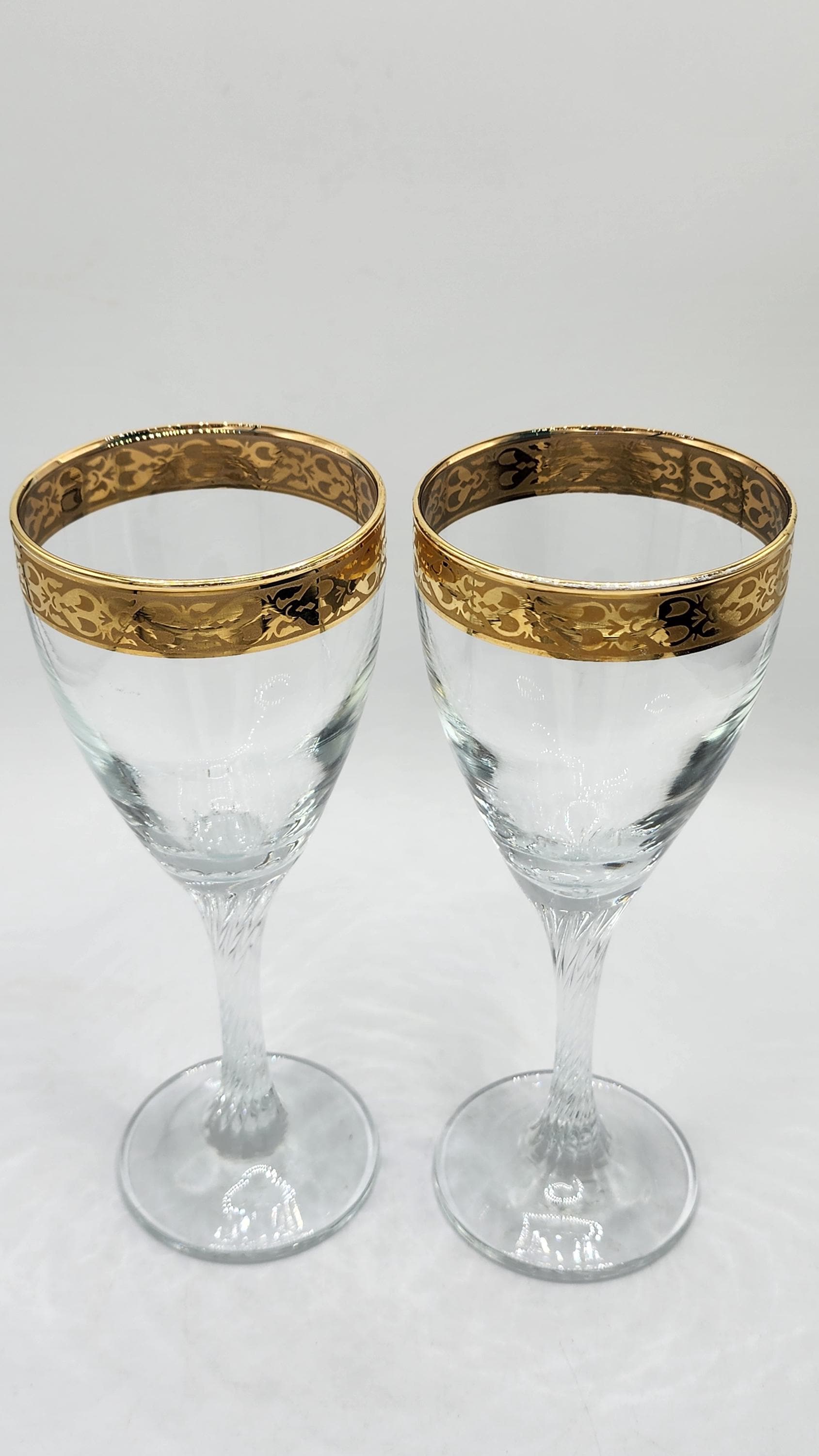 2x Circleware classique Gold Encrusted Thick Trim Crystal Small Wine ...