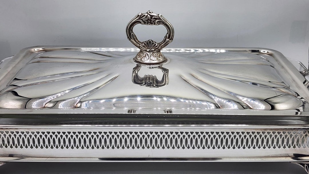 Large Rectangular Buffet Casserole/ Serving Dish With Glass Insert ...