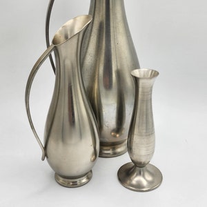 Trio of Royal Holland Pewter Daalderop Pewter - 2x Pitchers & 1x Small ...
