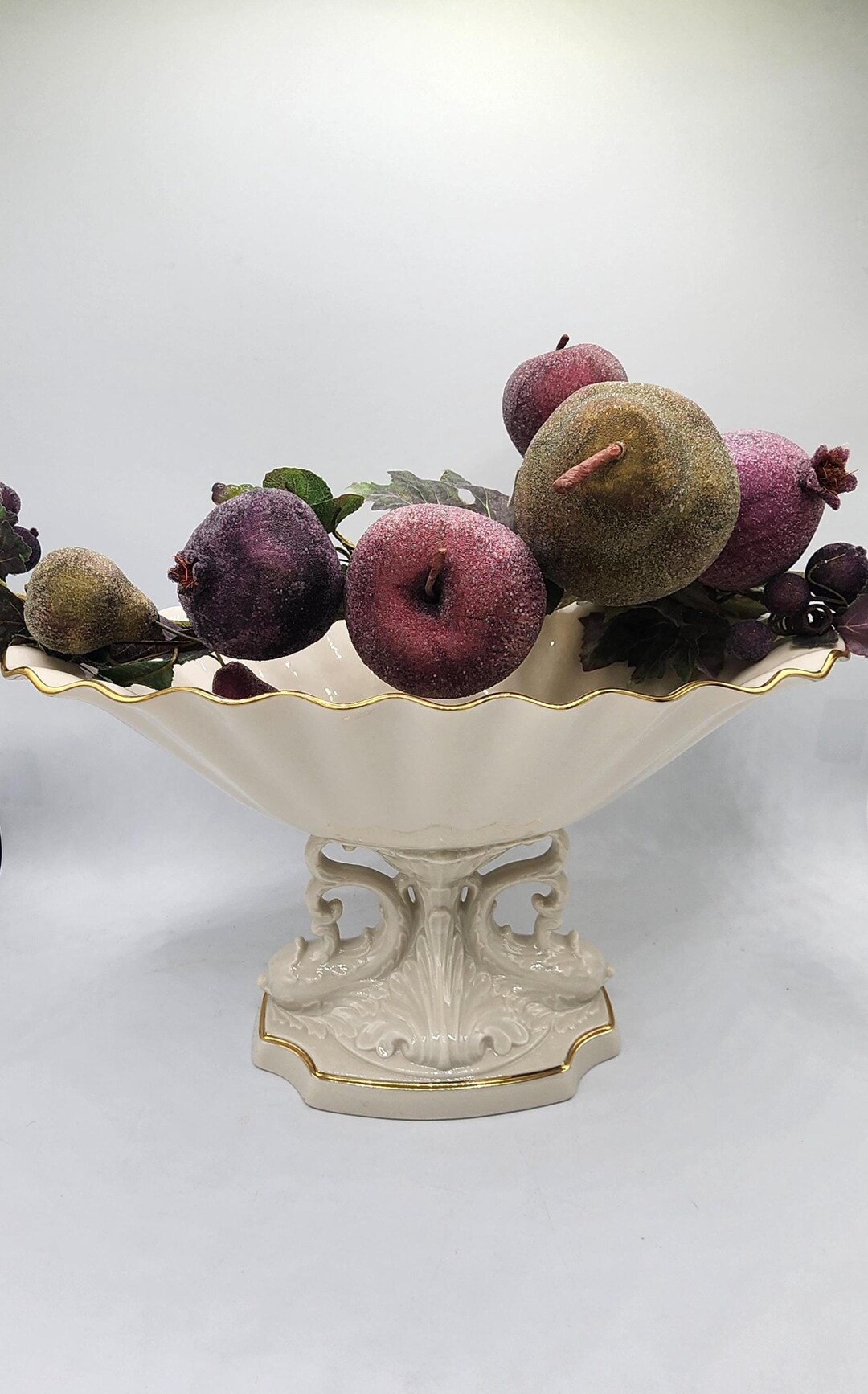 Lenox Aquarius Collection Centerpiece Pedestal Bowl 24K Gold Trim ...
