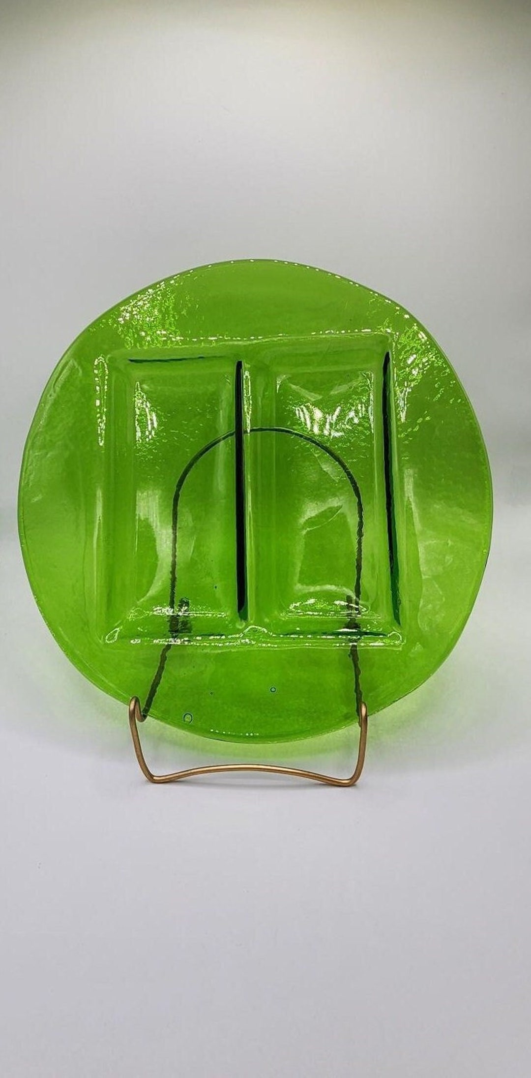 MCM 1960's Thick Green Glass Large 2-sided Appetizer Plate - Etsy