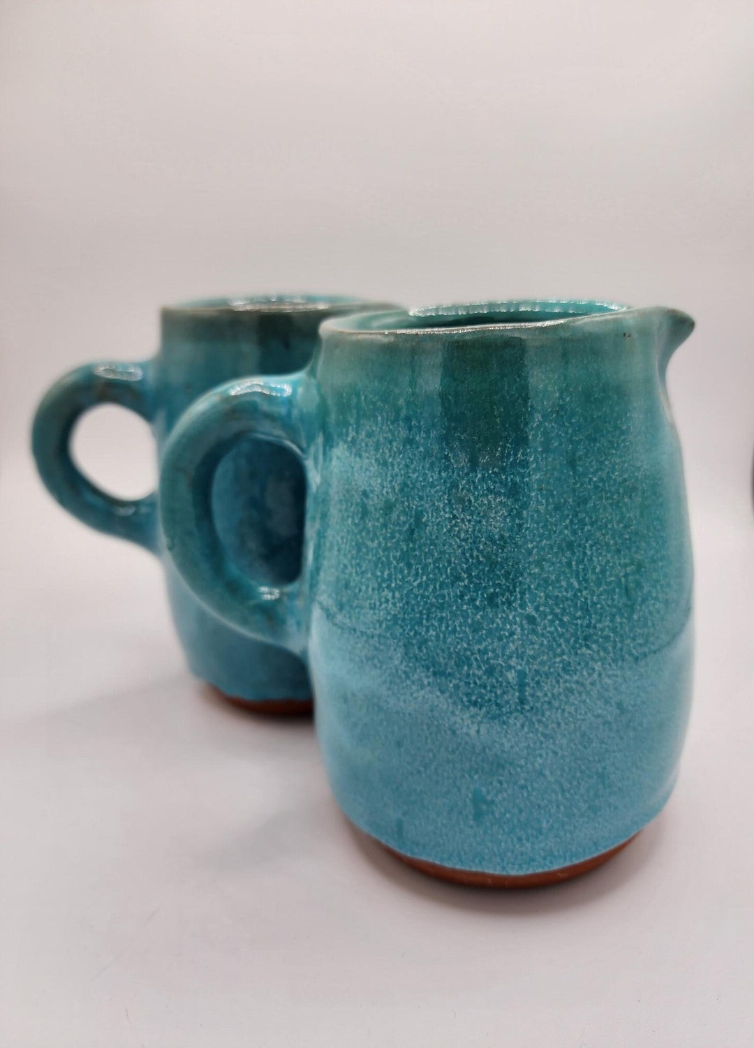 2x Aqua Blue Earthenware Pitchers - Etsy