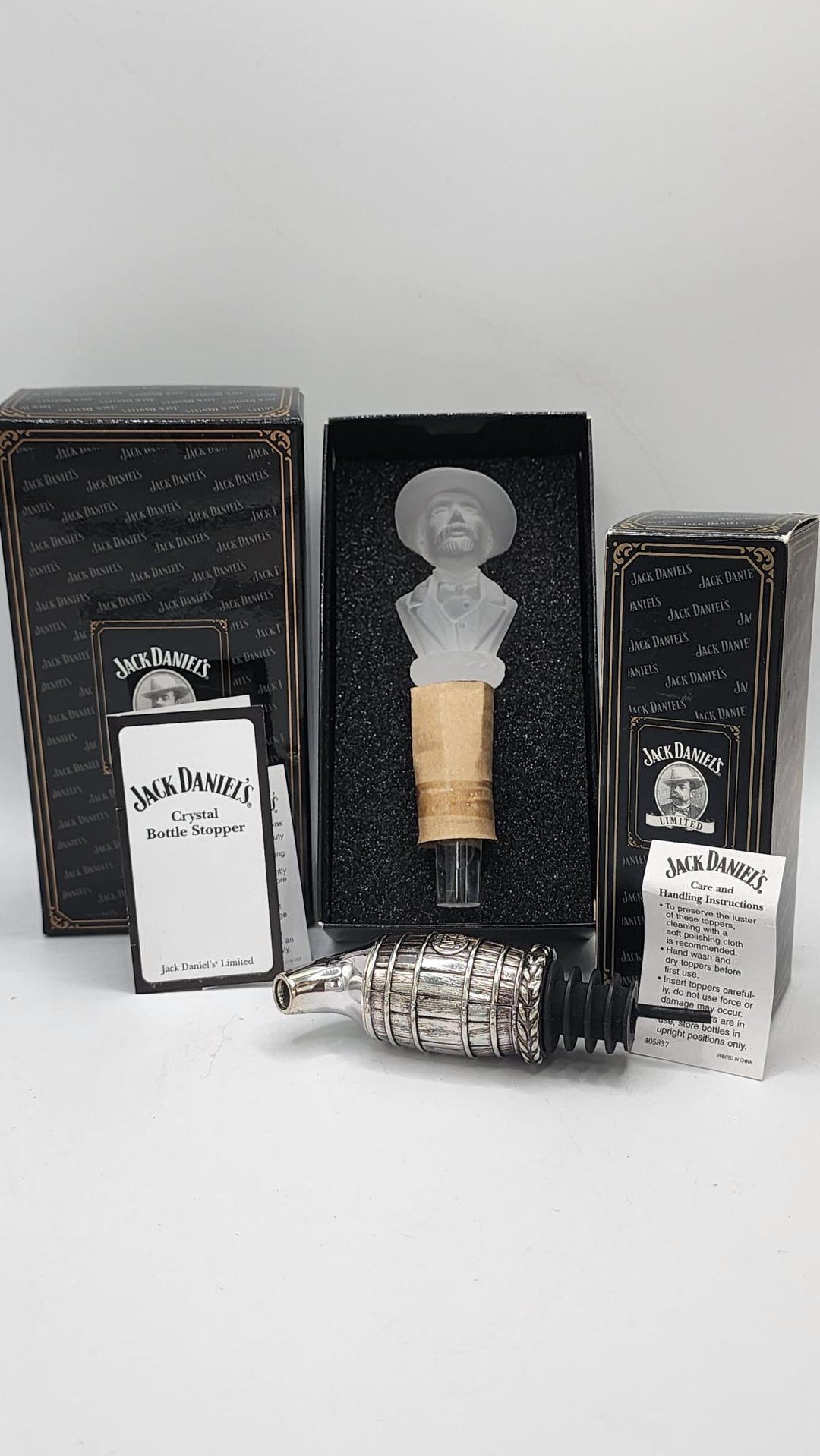 Pair Jack Daniels Limited Edition Collector Bottle Stoppers- 1x Crystal ...