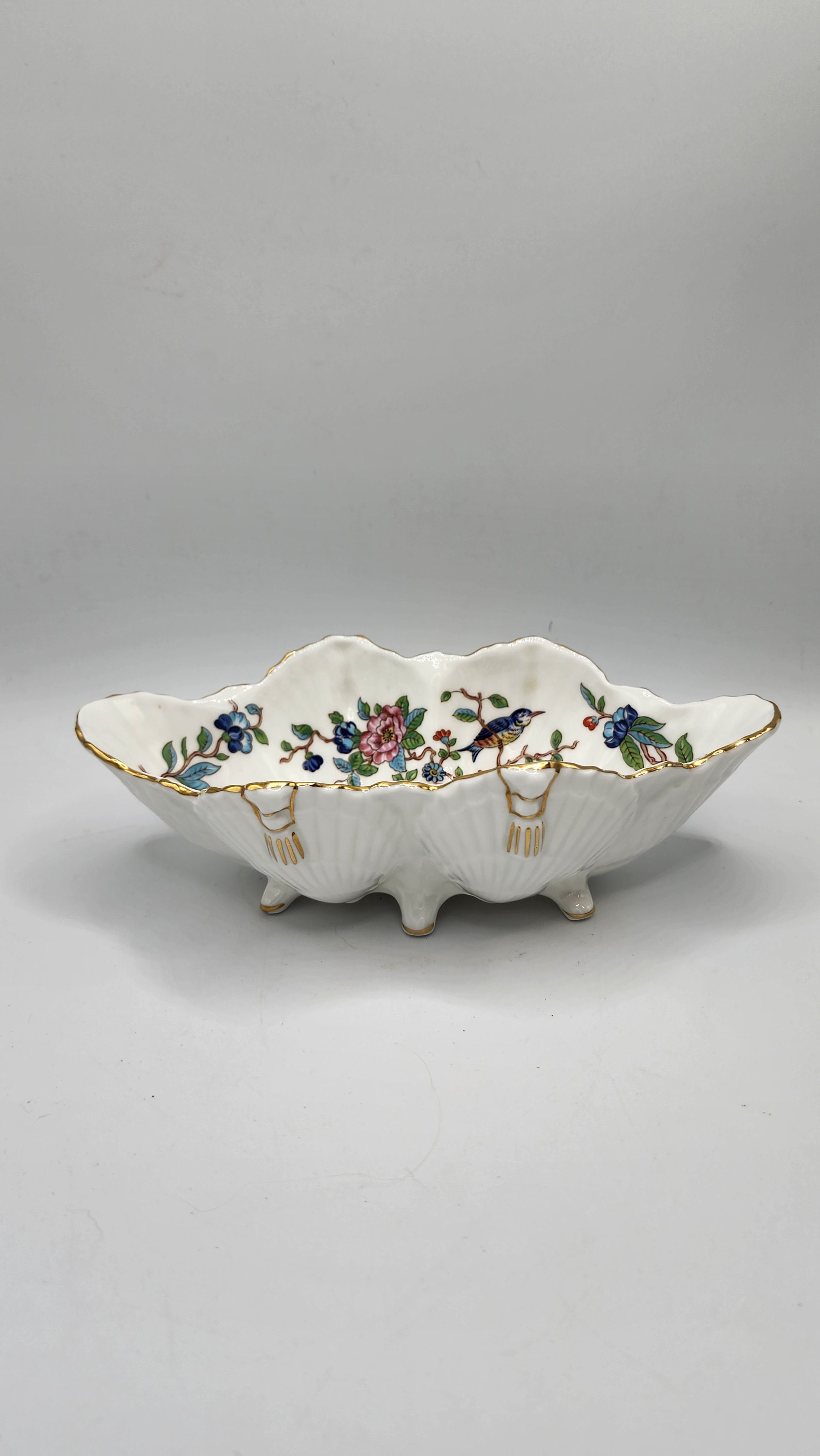 Delicate Vintage Aynsley Bone China "pembroke" Oval Shell Shaped Dish ...