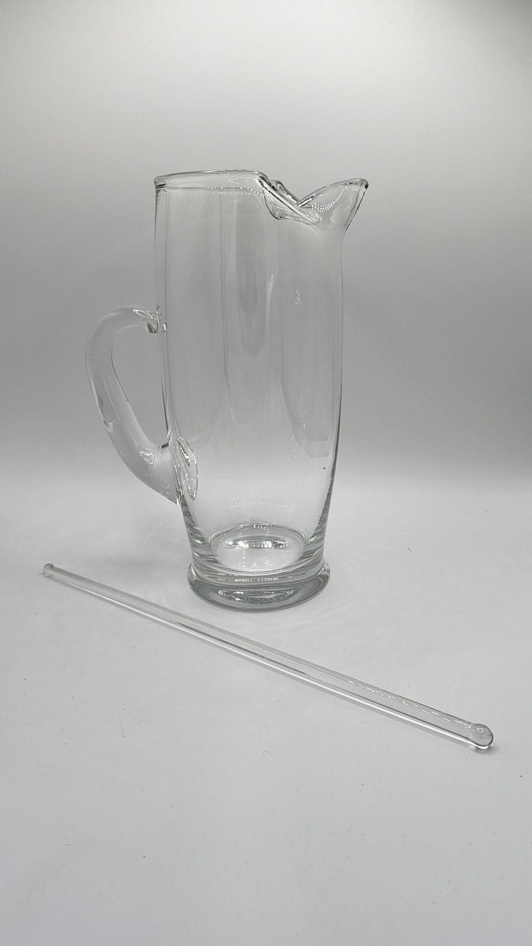 Tall MCM Glass Cocktail Pitcher With Glass Stirrer - Etsy