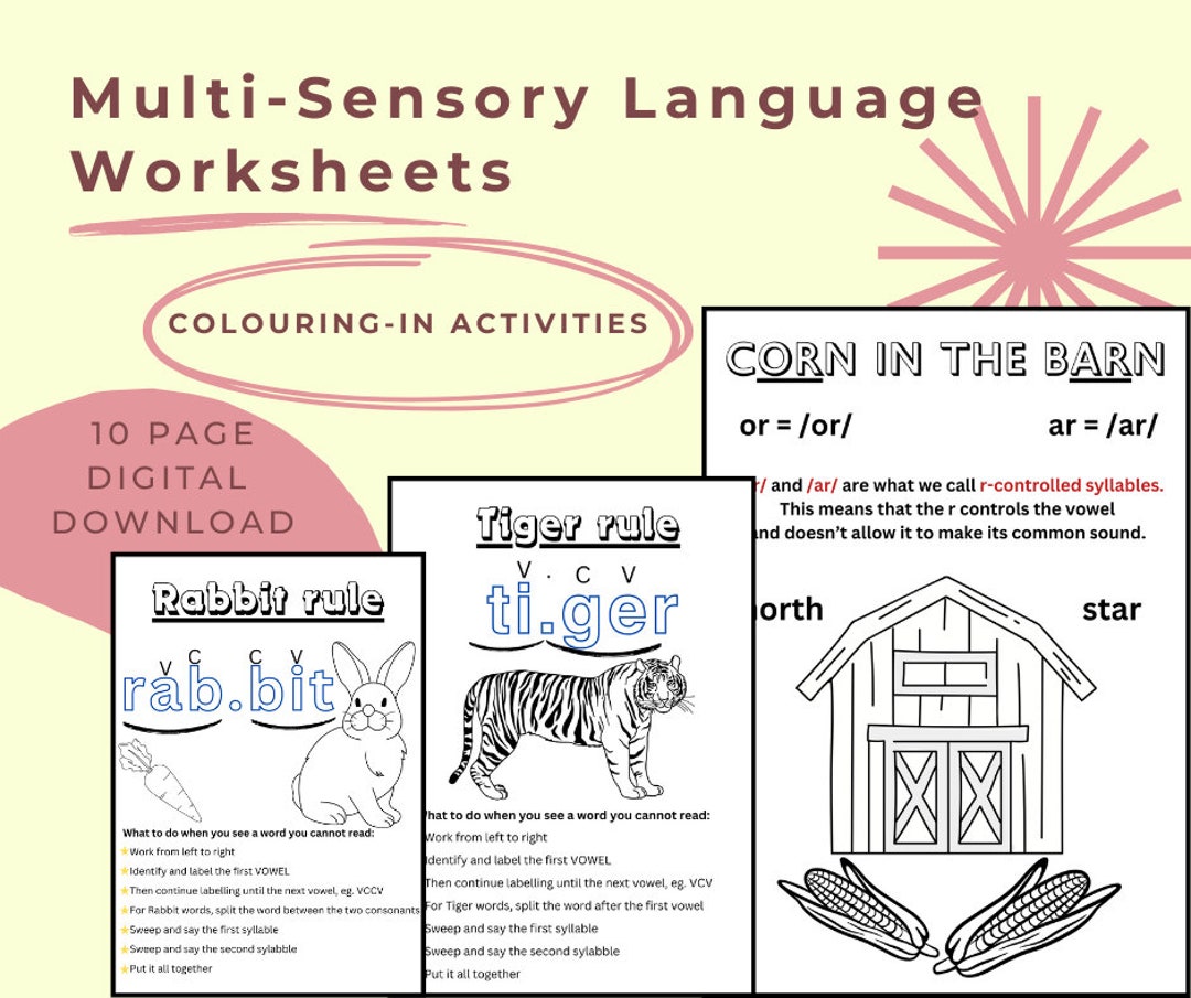 Colouring In, Multi-sensory Language Colouring-in Worksheets, Teaching ...