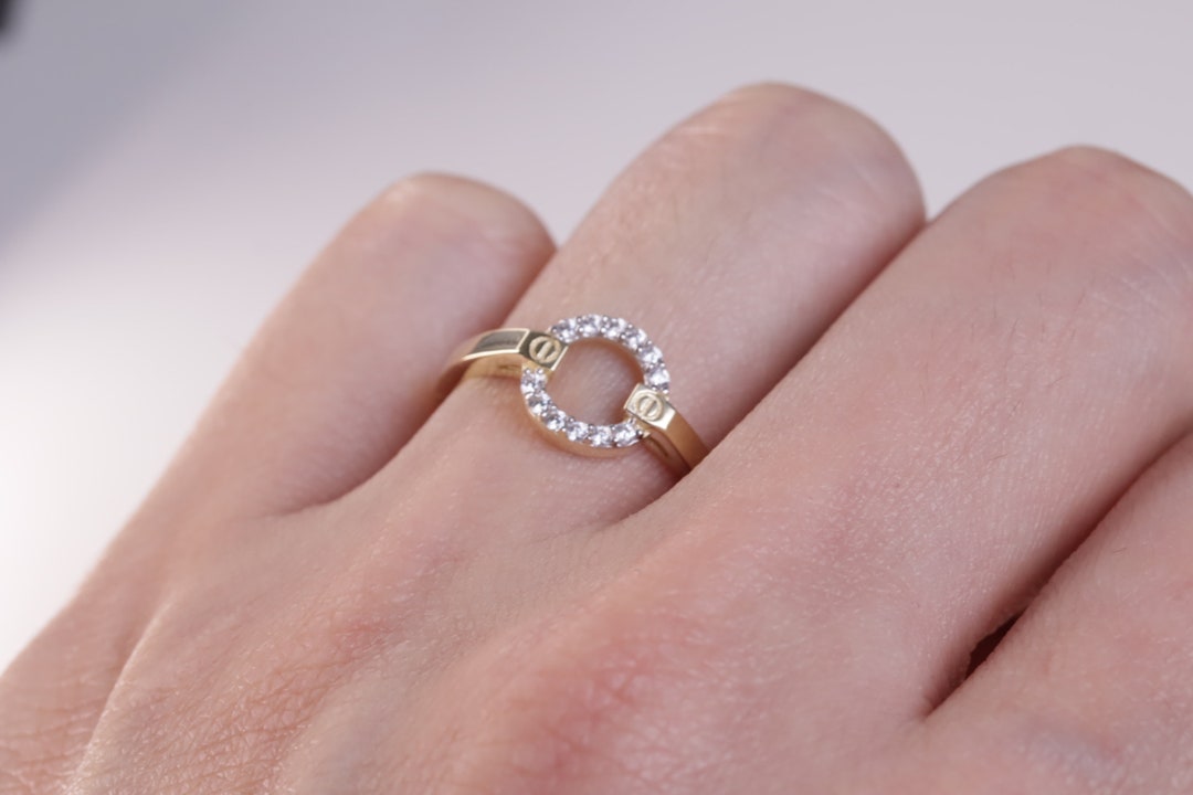 14K Yellow Gold O CZ Rings / High Quality O Rings / Gifts for Best ...