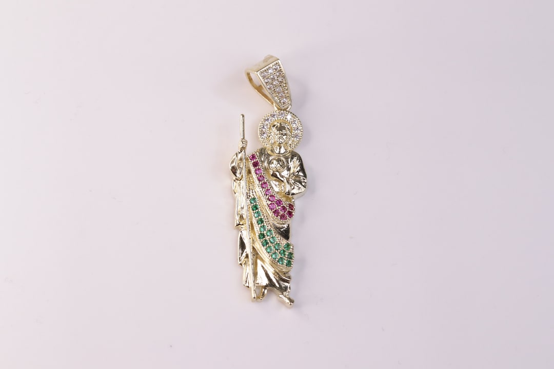 10k Gold Saint Jude Color Stone Pendant / Religious Pendant / St Jude ...