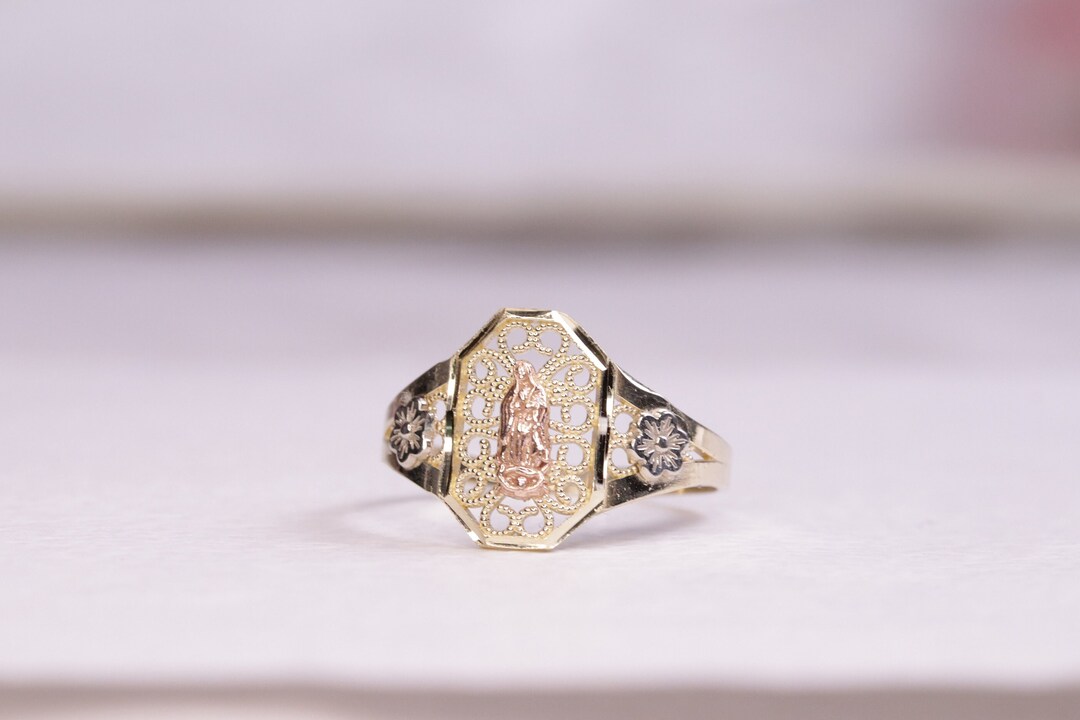 10k Yellow Gold Virgin Mary Classy Ring for Women / Gift / Religious ...