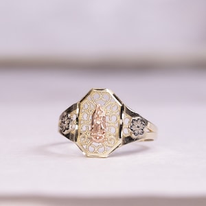 10k Yellow Gold Virgin Mary Classy Ring for Women / Gift / Religious ...