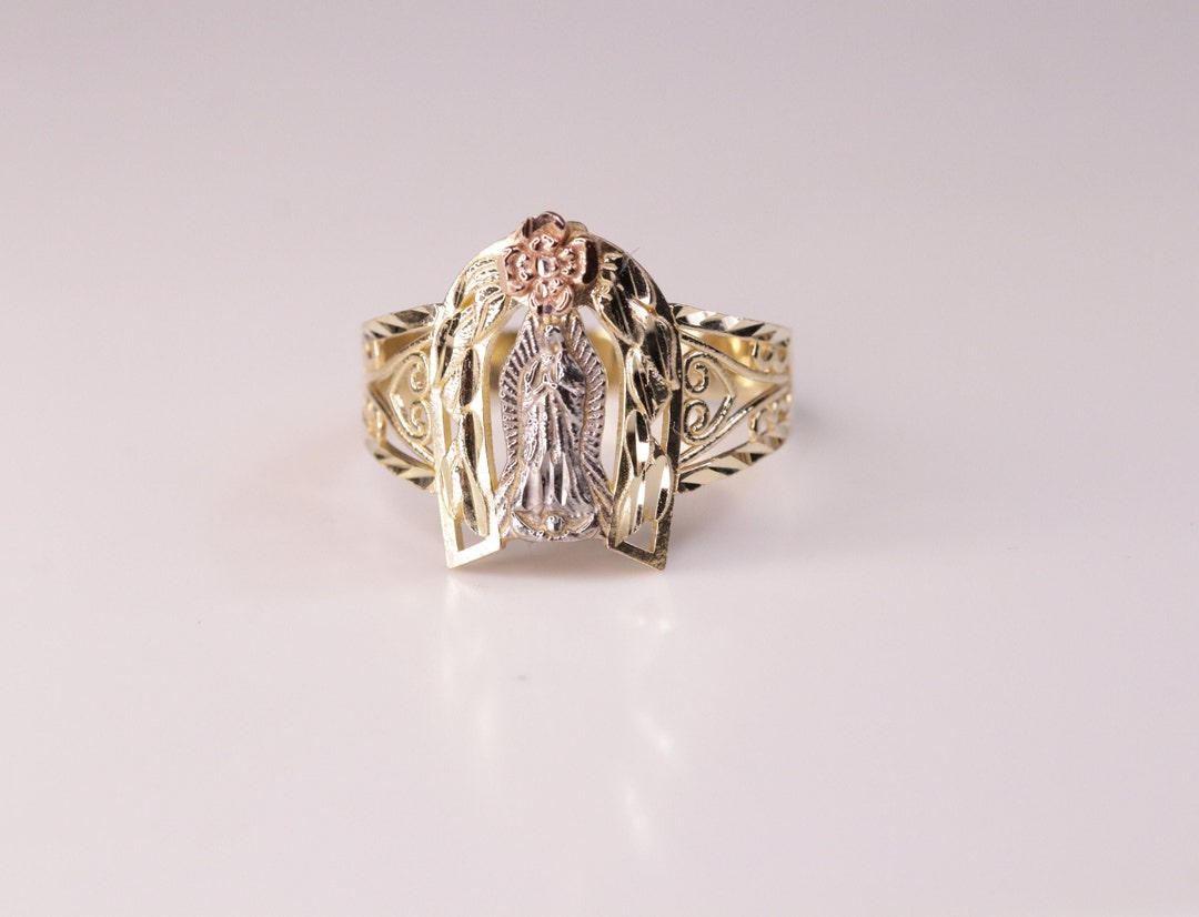 10k Gold Virgin Mary Rose Ring for Women / Gift / Religious Ring ...