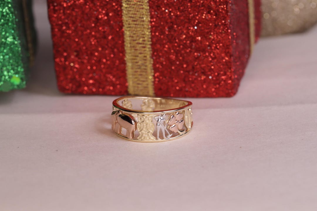 14k Yellow Gold Egypt Hieroglyph Cartouche Elephant Ring / Animal Good ...