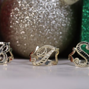 10K Gold Initial Ring / 10K Gold Alphabet Ring / Initial Letter ...
