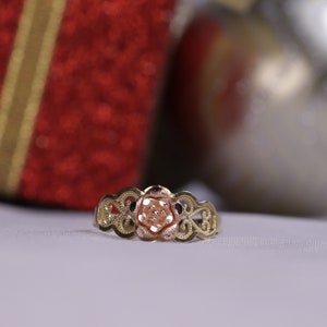 10K Gold Rose Flower Engagement Ring / Heavue / 10K Gold Romantic ...
