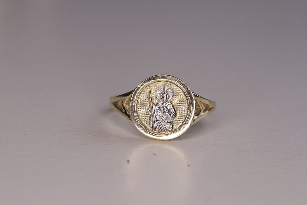 14K Gold Saint Jude Ring for Mens / 14K Gold Religious Saint Rings ...