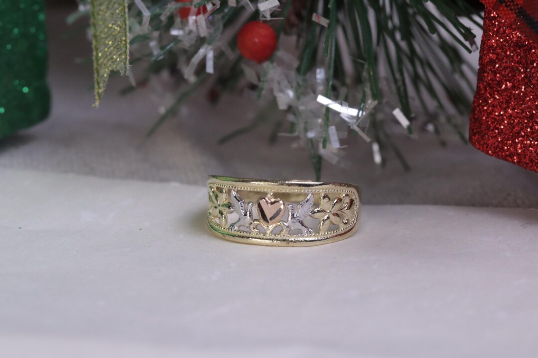 10k Real Gold Pigeon Peace Love Ring for Women / Peace Ring / Blessed ...