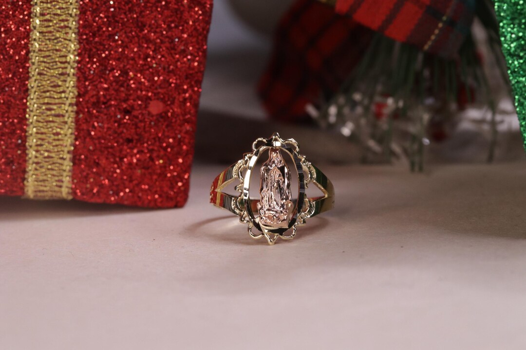 10k Gold Virgin Mary Simple Style Ring for Women / Gift / Religious ...