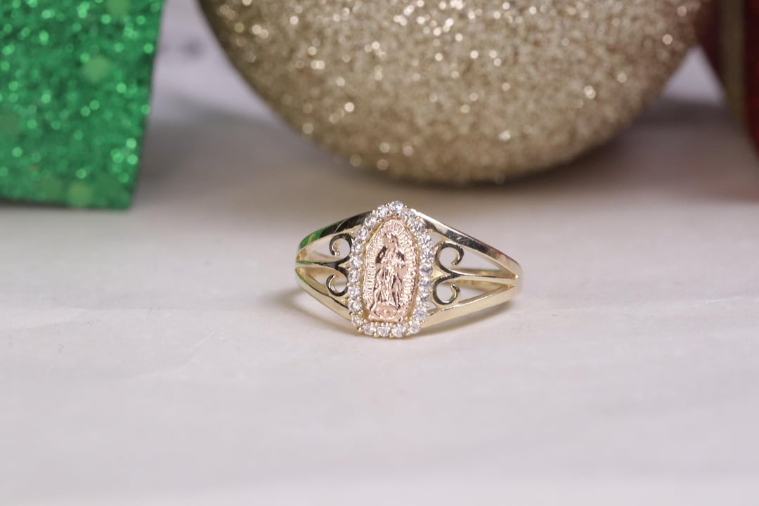14k Gold Virgin Mary CZ New Design Ring for Women / Gift / Religious ...
