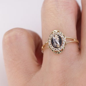 14k Gold Tiny Saint Jude CZ Ring / 14k Dainty Religious Ring ...