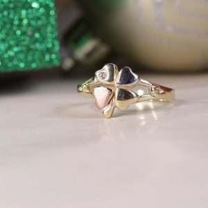 10K Gold Tri Color Four Leaf Clover Ring / Elegant Ring / Cute Ring ...
