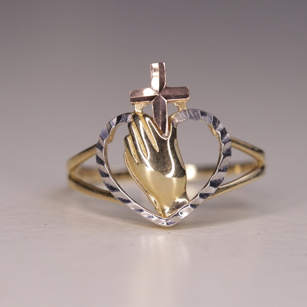 Pray Hands and Cross Ring - Etsy