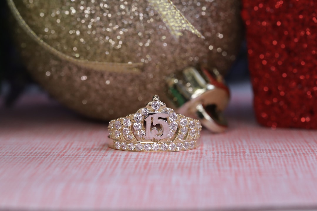 14K Gold Quinceañera Beautiful Crown CZ Ring / 14K Real Gold 15 Años ...