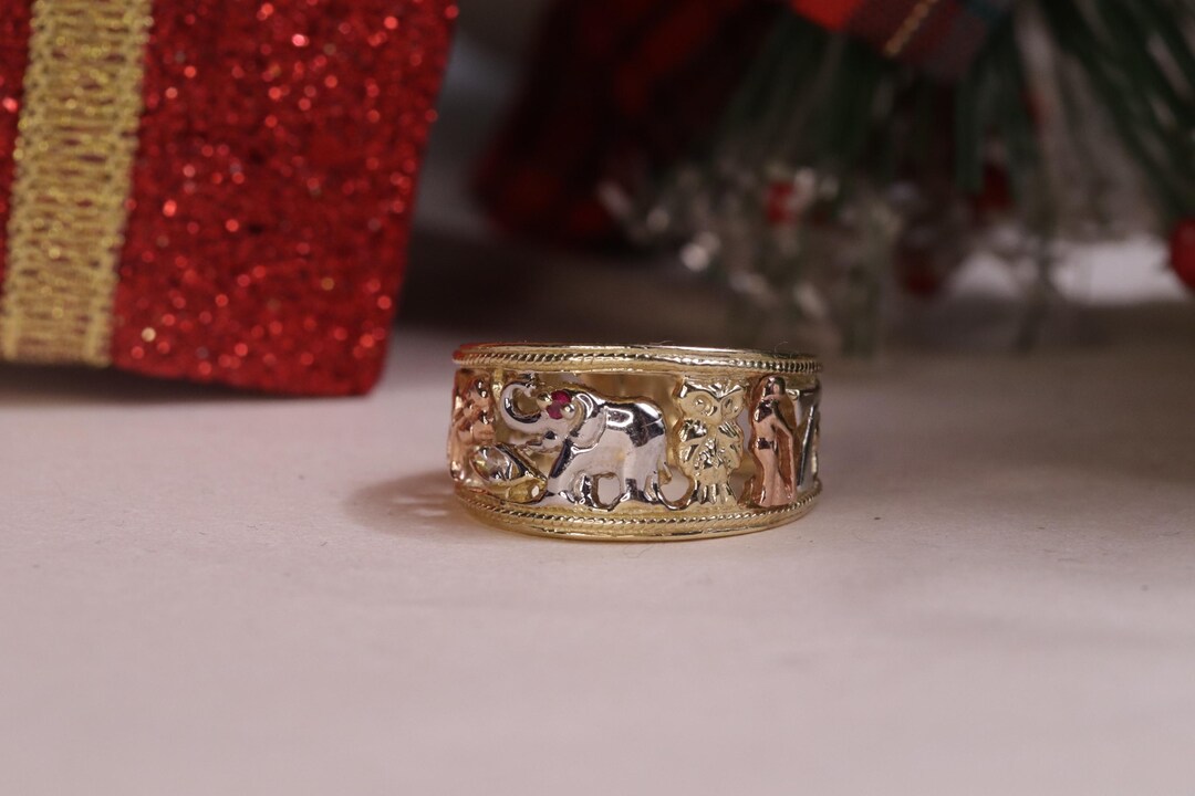 10K Gold Lucky Elephant Luxury Animal Ring / Elephant Owl Ring / Lucky ...