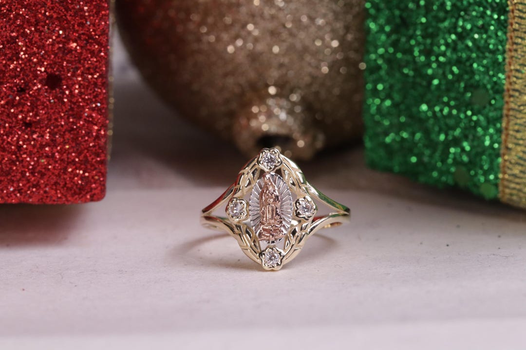 10k Gold CZ New Design Virgin Mary Ring for Women / Gift / Religious ...