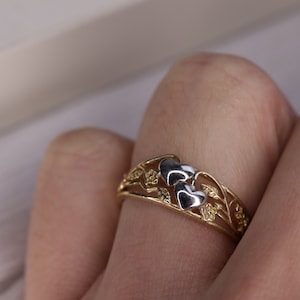 14K Gold Double Heart Flower Rings / High Quality Love Rings / Gifts ...