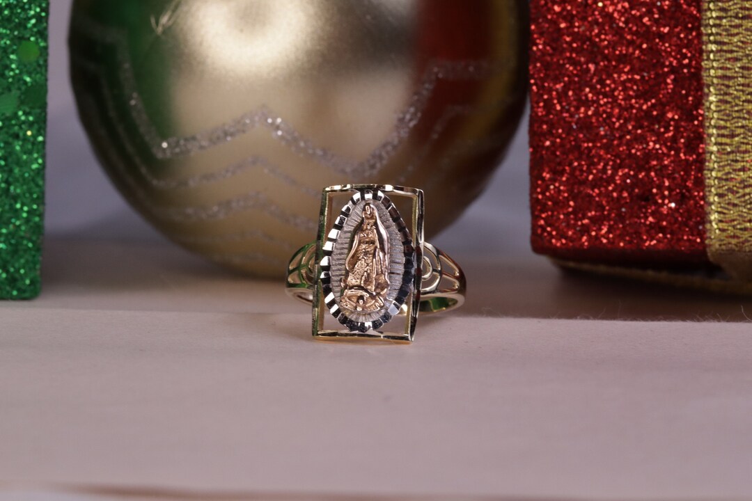 14k Gold Simple Pretty Virgin Mary Ring / Religious Women Ring / 14k ...