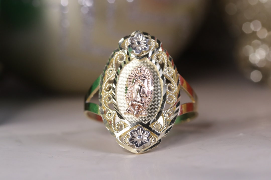 10k Gold Virgin Mary Rose Big Size Ring for Women / Gift / Religious ...
