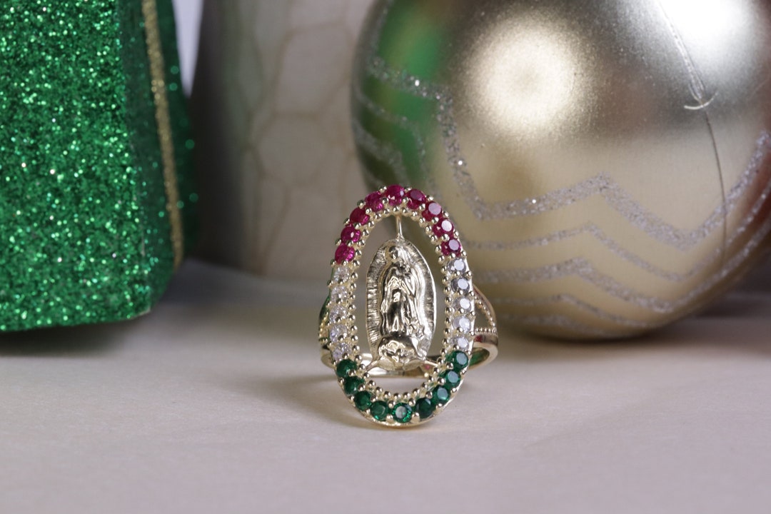 10k Gold Color Stone Virgin Mary Ring for Women Men / Gift / Religious ...