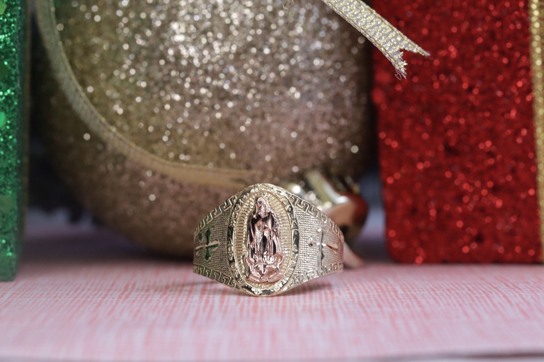 10k Gold Pray Virgin Mary Big Size Ring for Women / Gift / Religious ...