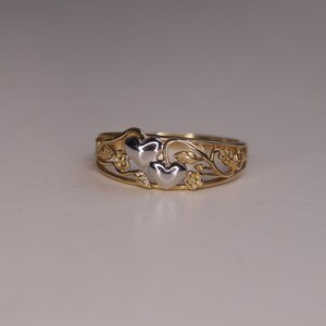 14K Gold Double Heart Flower Rings / High Quality Love Rings / Gifts ...