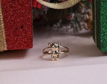 Vintage 14k Gold Detailed Teddy Bear Ring - Etsy