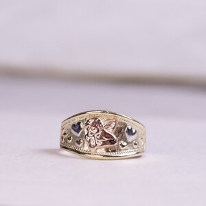10k Real Gold Cupid Angel Ring for Women / Religious Ring / Blessed ...