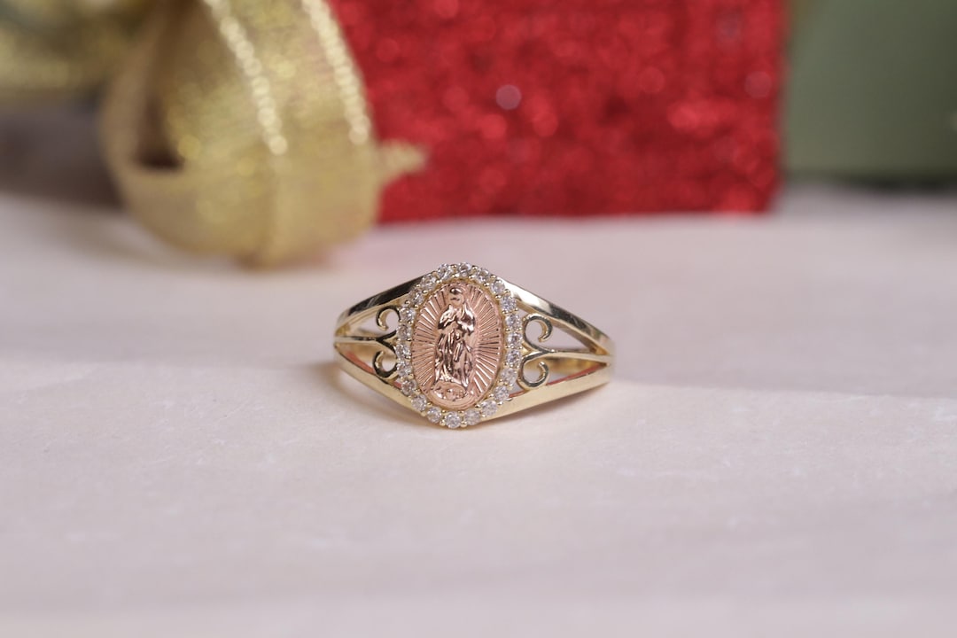 14k Gold Virgin Mary CZ Elegant Special Ring for Women / Gift ...