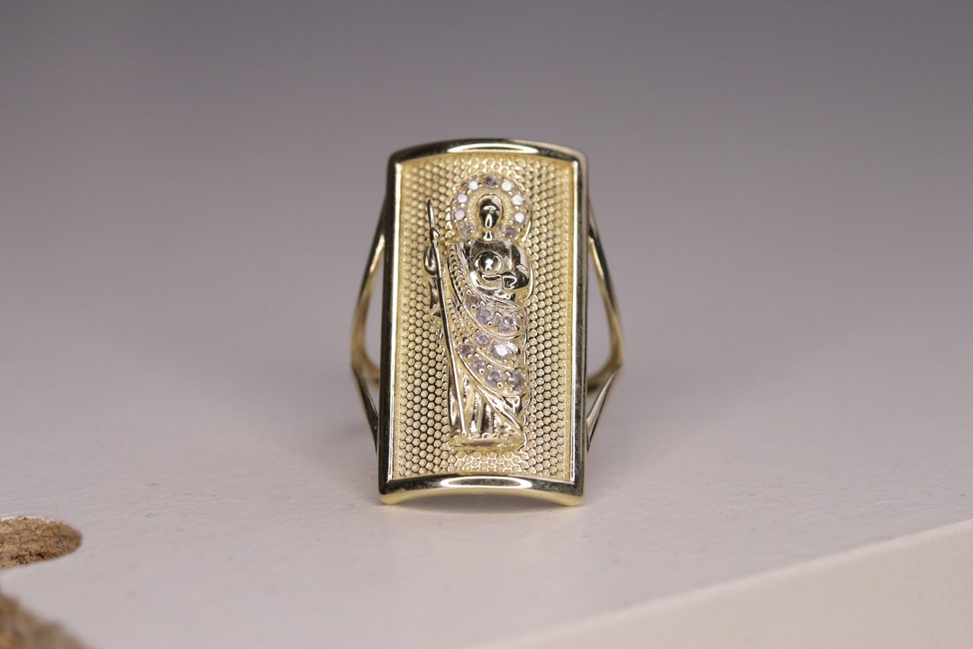 10k Gold Square Saint Jude Ring for Women Men / Gift / Religious Ring ...