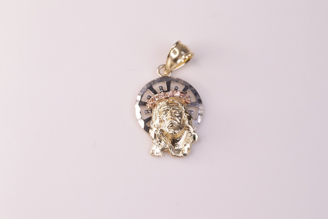 14K Gold Jesus Crown Pendant / 14K Solid Gold Jesus Crown Necklace ...
