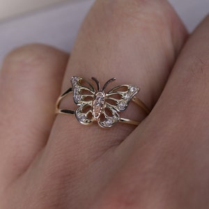 14k Gold Dainty Butterfly Cute Ring / Dainty Ring / Animal Ring / Gift ...