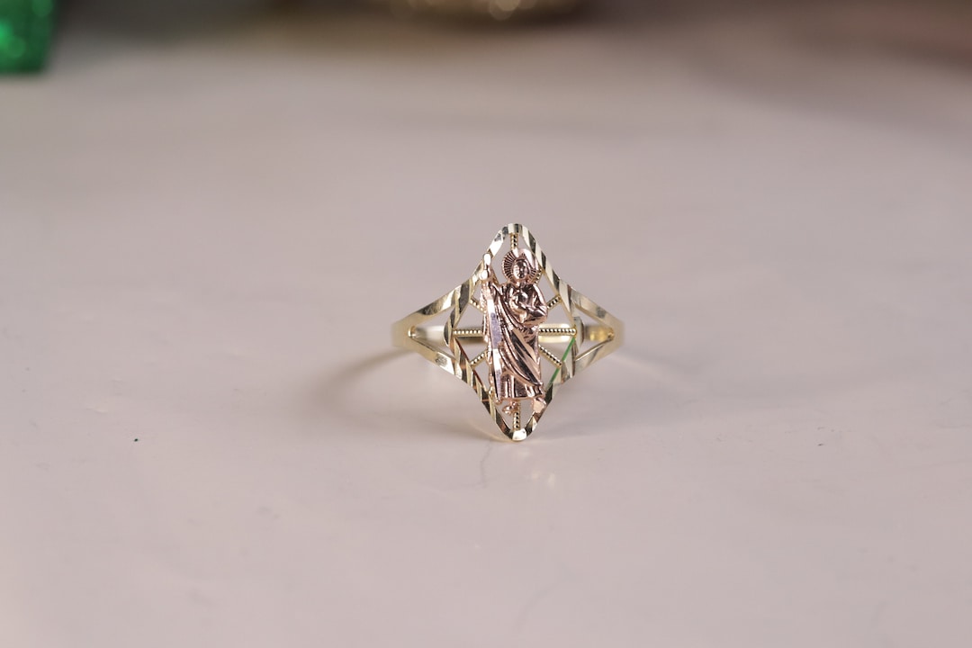 10k Yellow Gold Saint Jude Ring / Religious Prayer Ring / St. Jude Ring ...